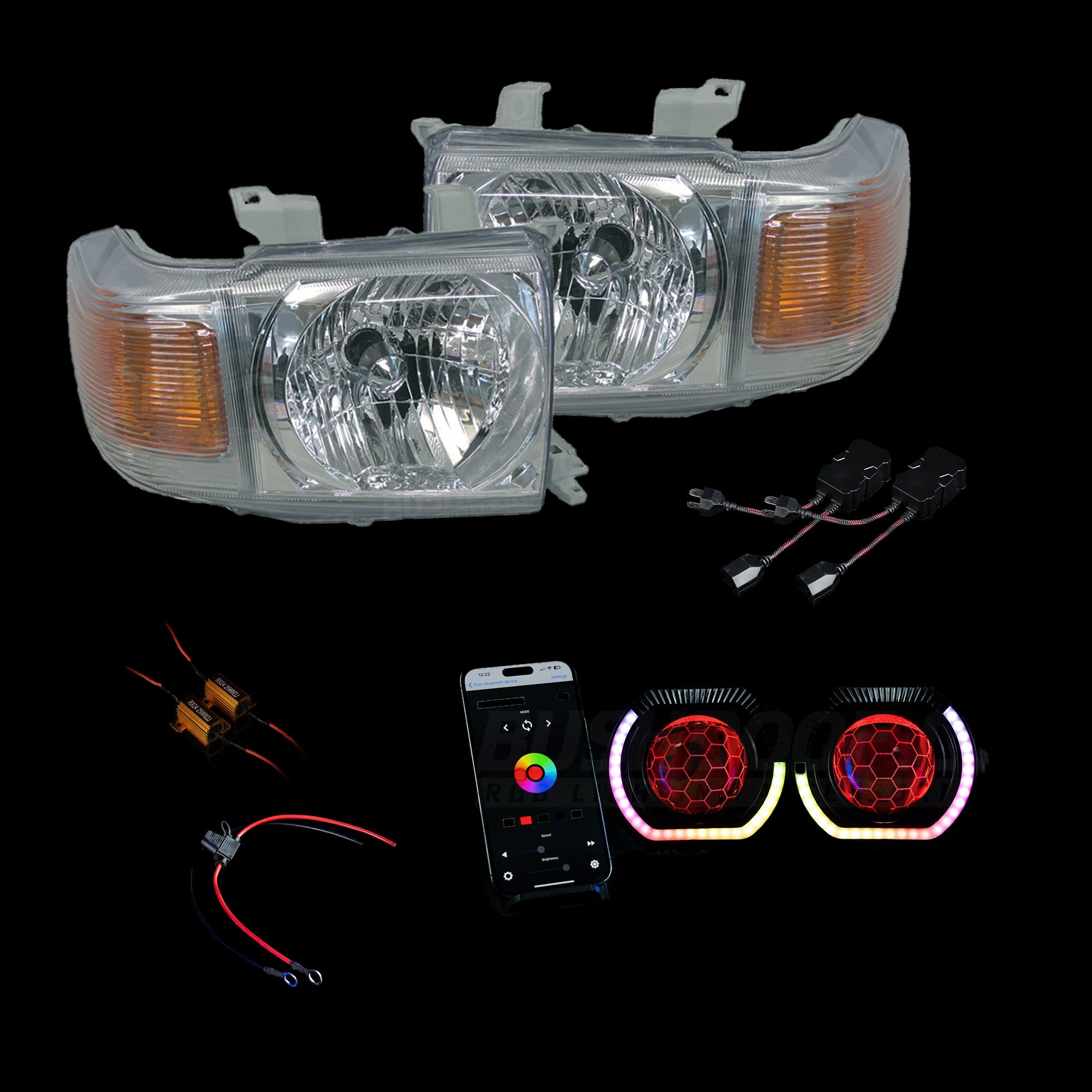 LED 'Angry Eye' Headlight Kit for DIY Toyota 70 Series – Bushdoof Lighting