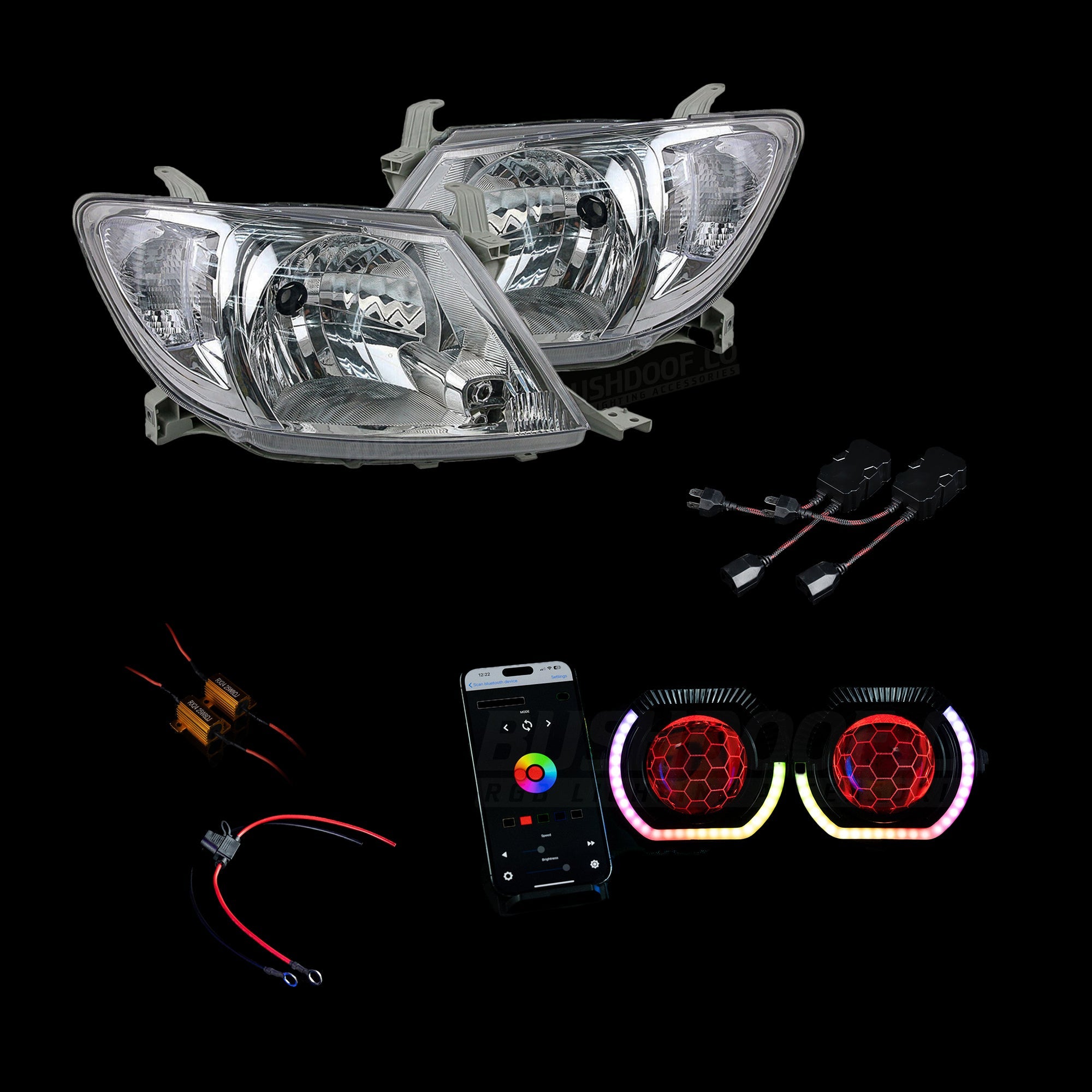 DIY LED 'Angry Eye' Headlight Kit for Toyota Hilux N70 – Bushdoof Lighting