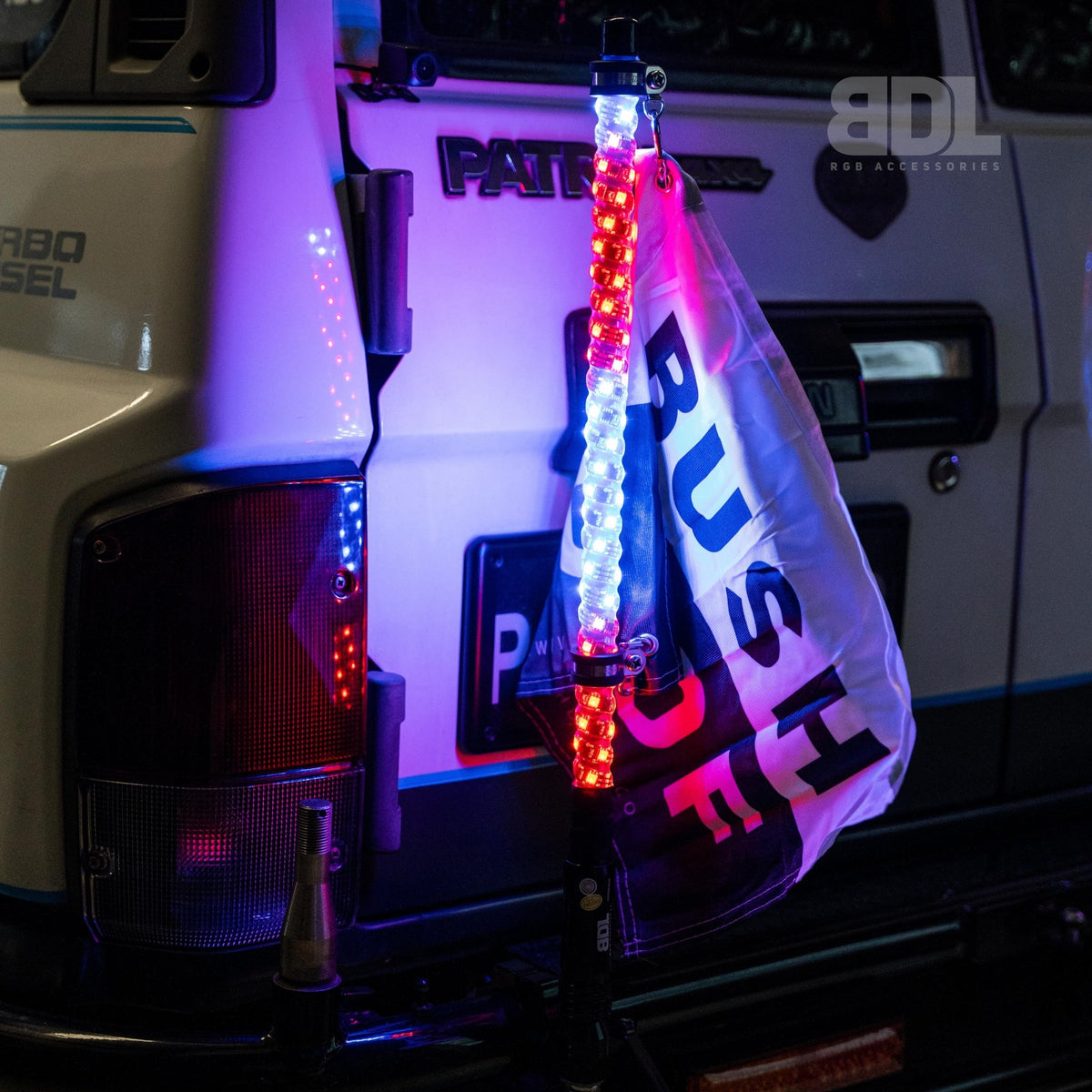 LED Whip Lights 4WD | RGB Light Up & Glow Aerials – Bushdoof Lighting